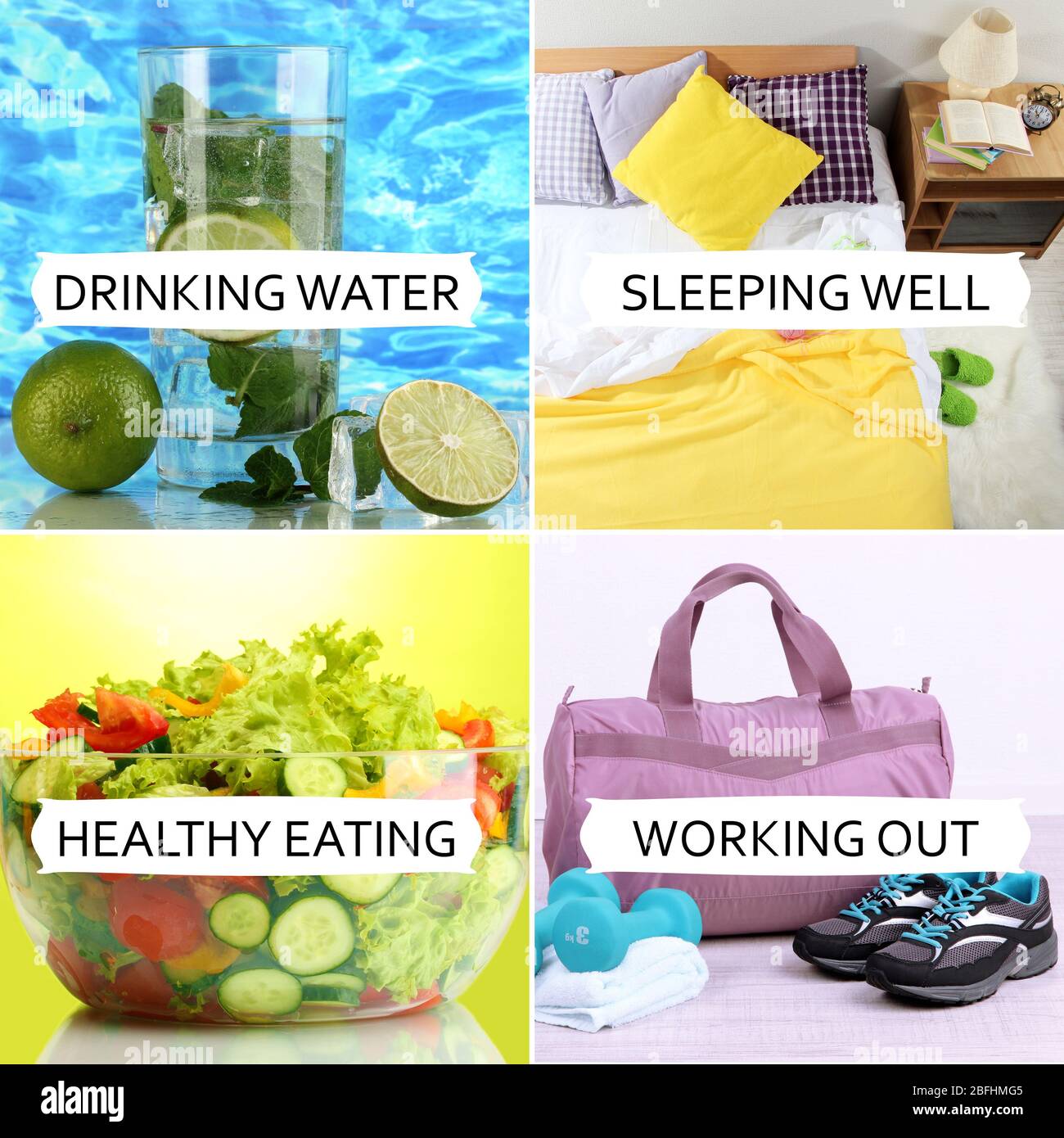 Collage of healthy lifestyle Stock Photo - Alamy