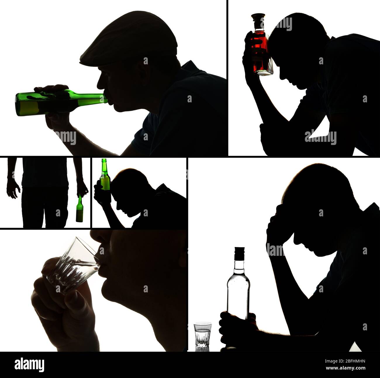 Collage of alcoholism close-up Stock Photo - Alamy