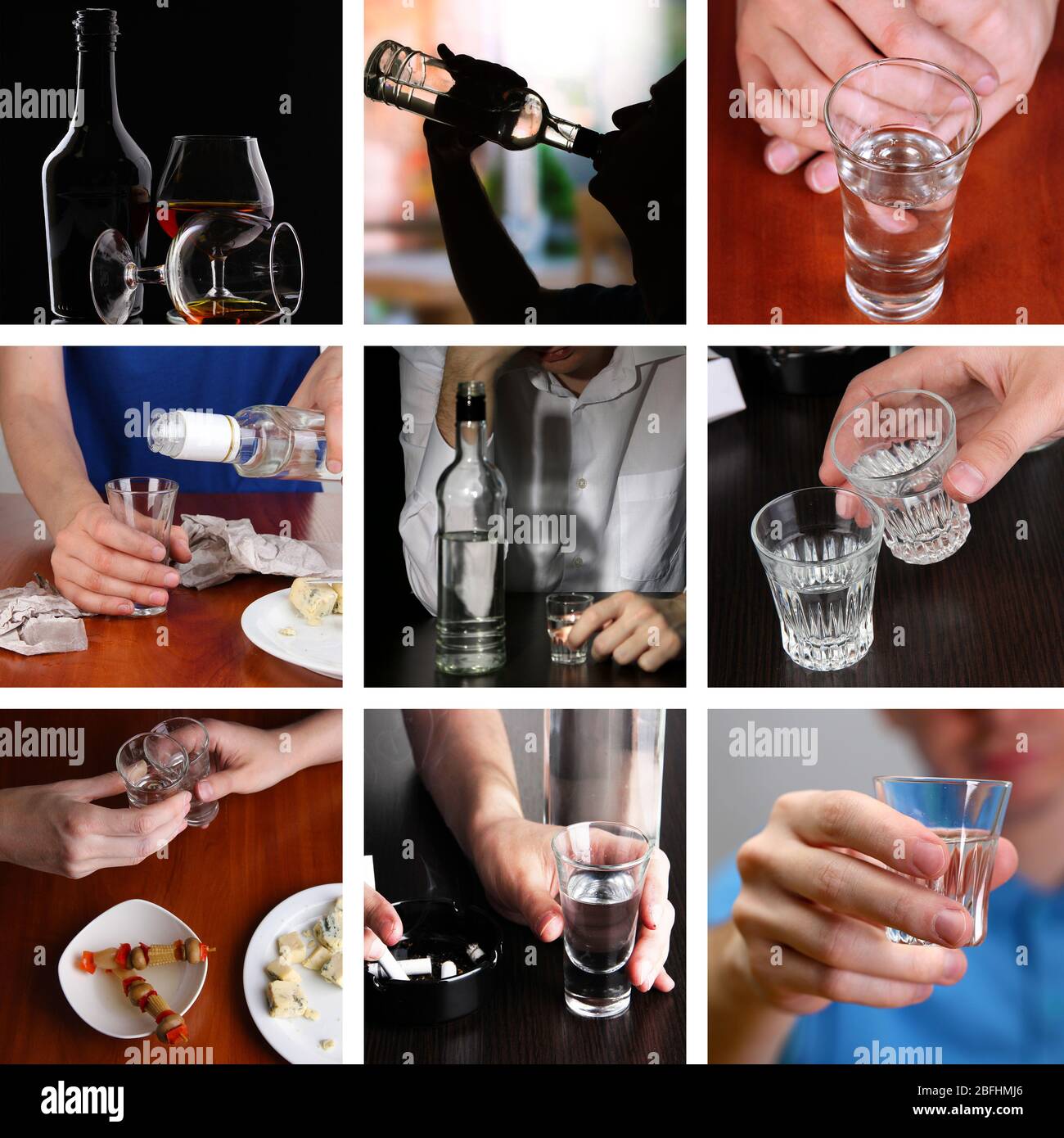 Collage of alcoholism close-up Stock Photo - Alamy