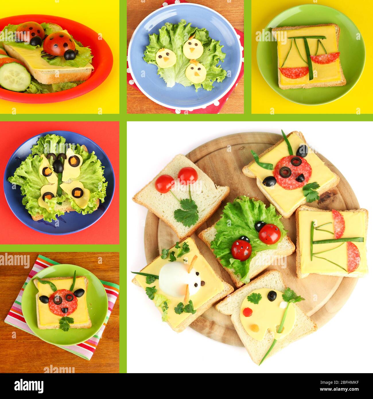 Collage of fun food for kids Stock Photo - Alamy