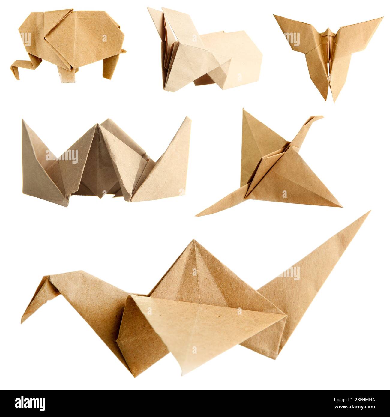 Collage of different origami papers isolated on white Stock Photo - Alamy