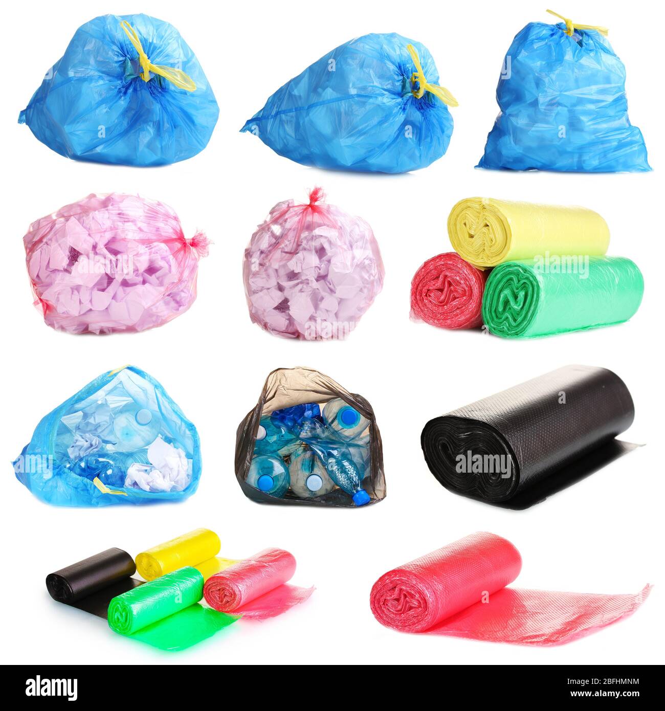 Collage of different garbage bags isolated on white Stock Photo - Alamy
