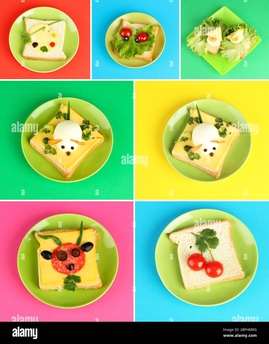 Collage of fun food for kids Stock Photo - Alamy