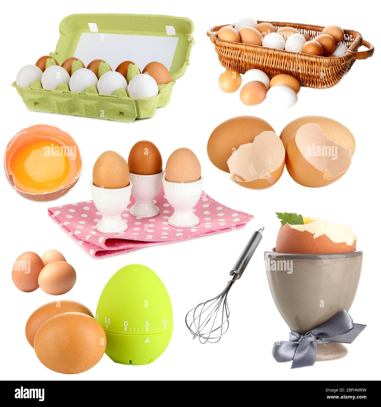 Collage of eggs isolated on white Stock Photo - Alamy