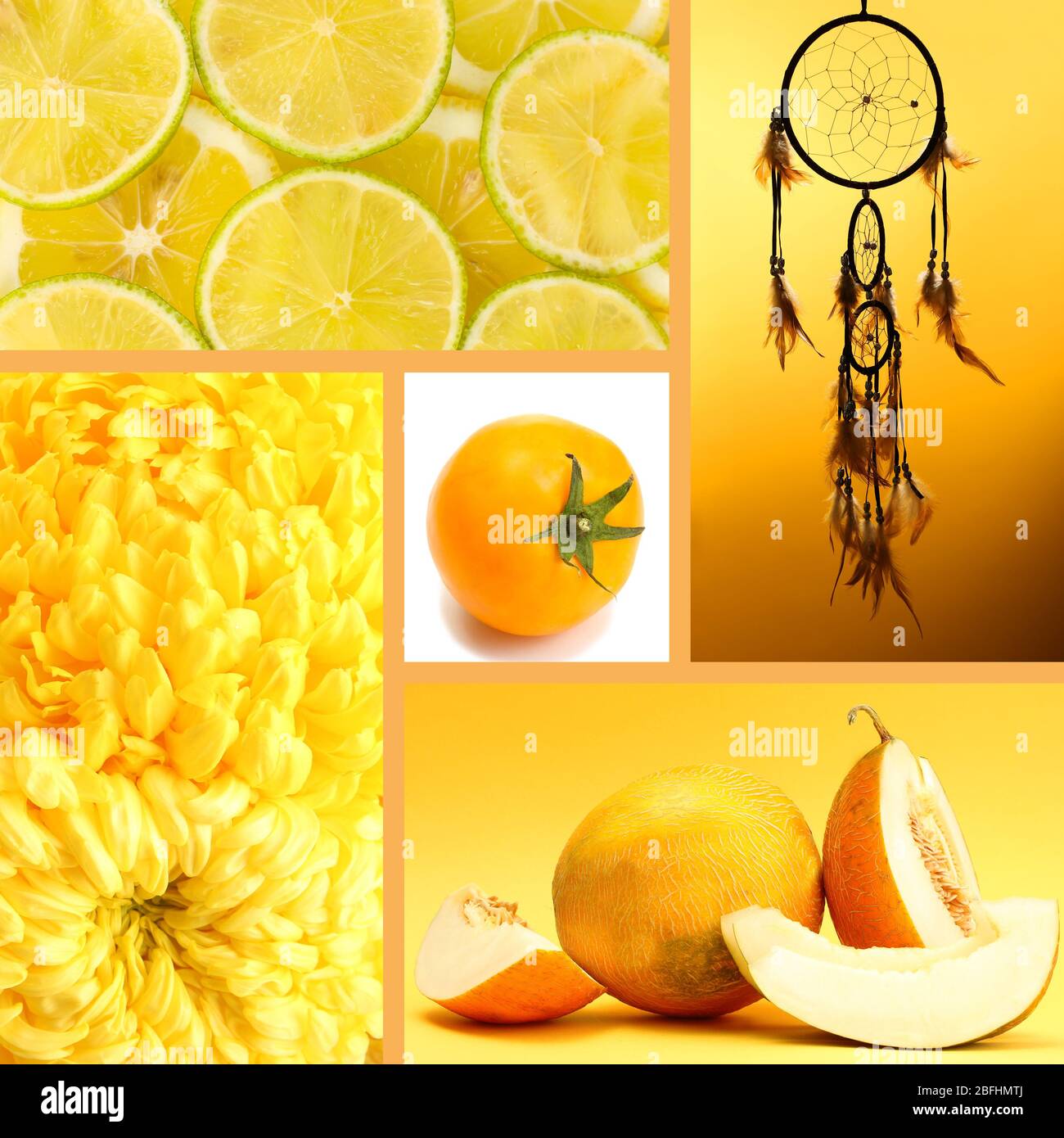 Collage of photos in yellow colors Stock Photo - Alamy