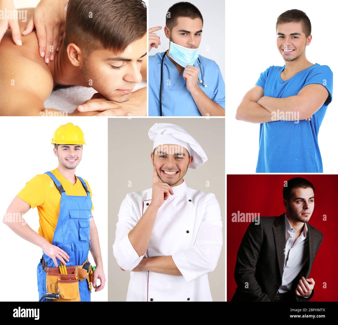 Collage of portraits young handsome man Stock Photo - Alamy