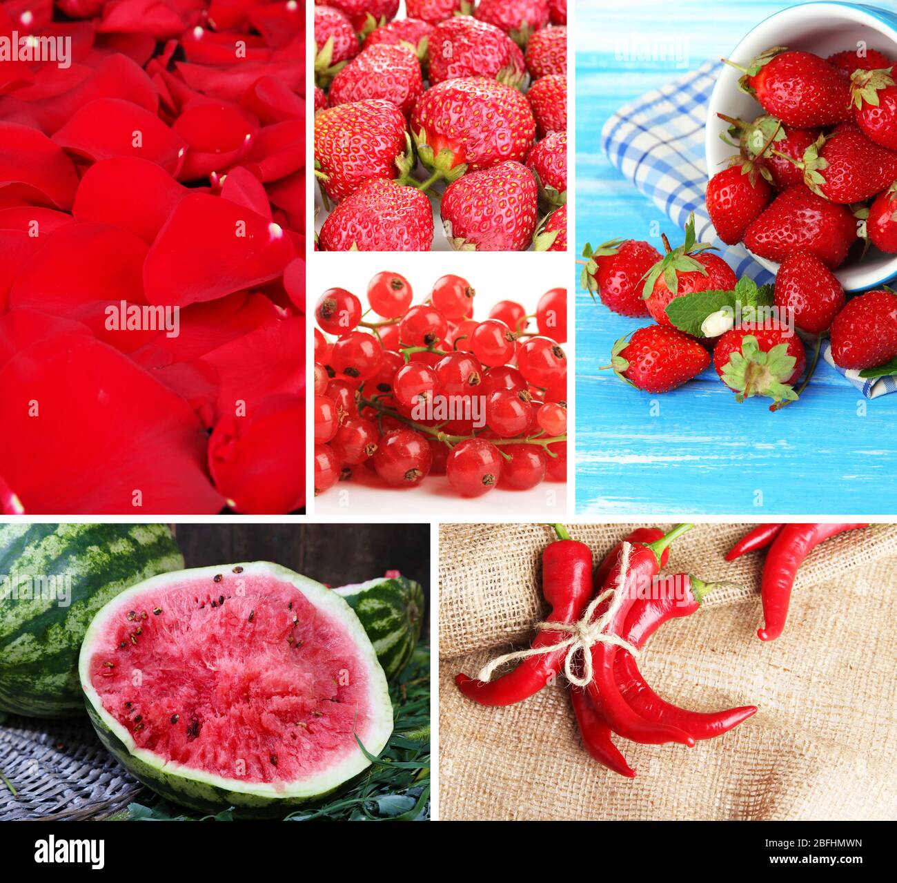 Collage of photos in red colors Stock Photo - Alamy