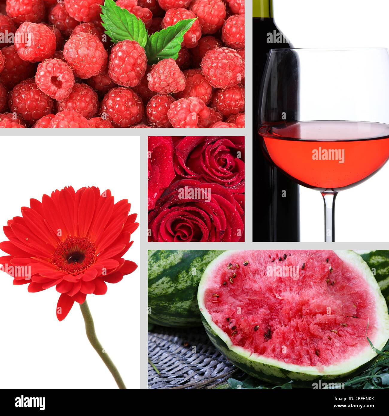 Collage of photos in red colors Stock Photo - Alamy