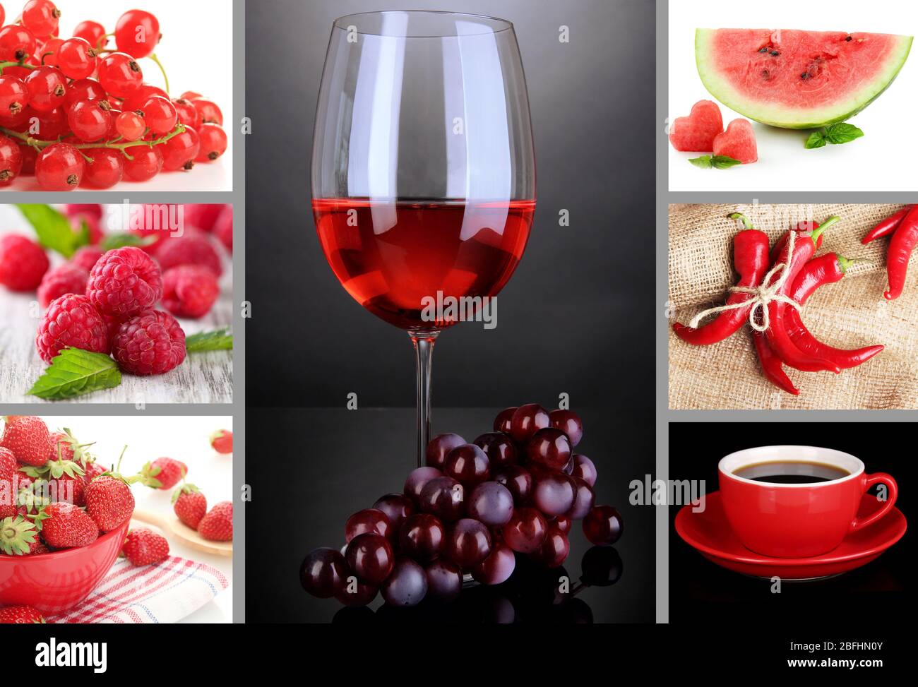 Collage of photos in red colors Stock Photo - Alamy