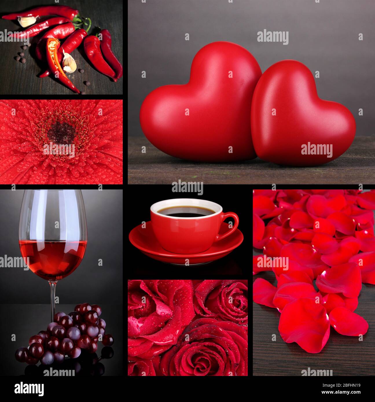Collage of photos in red colors Stock Photo - Alamy