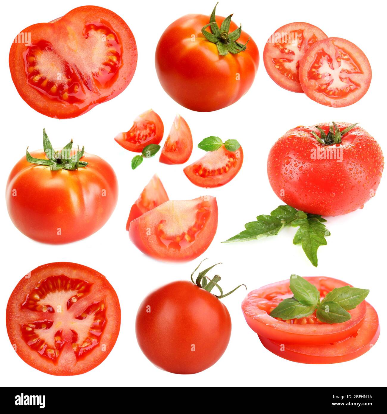 Collage of tomatoes isolated on white Stock Photo - Alamy