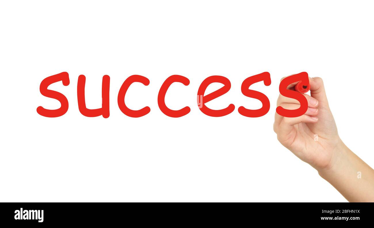 Success hand writing on transparent board Stock Photo - Alamy