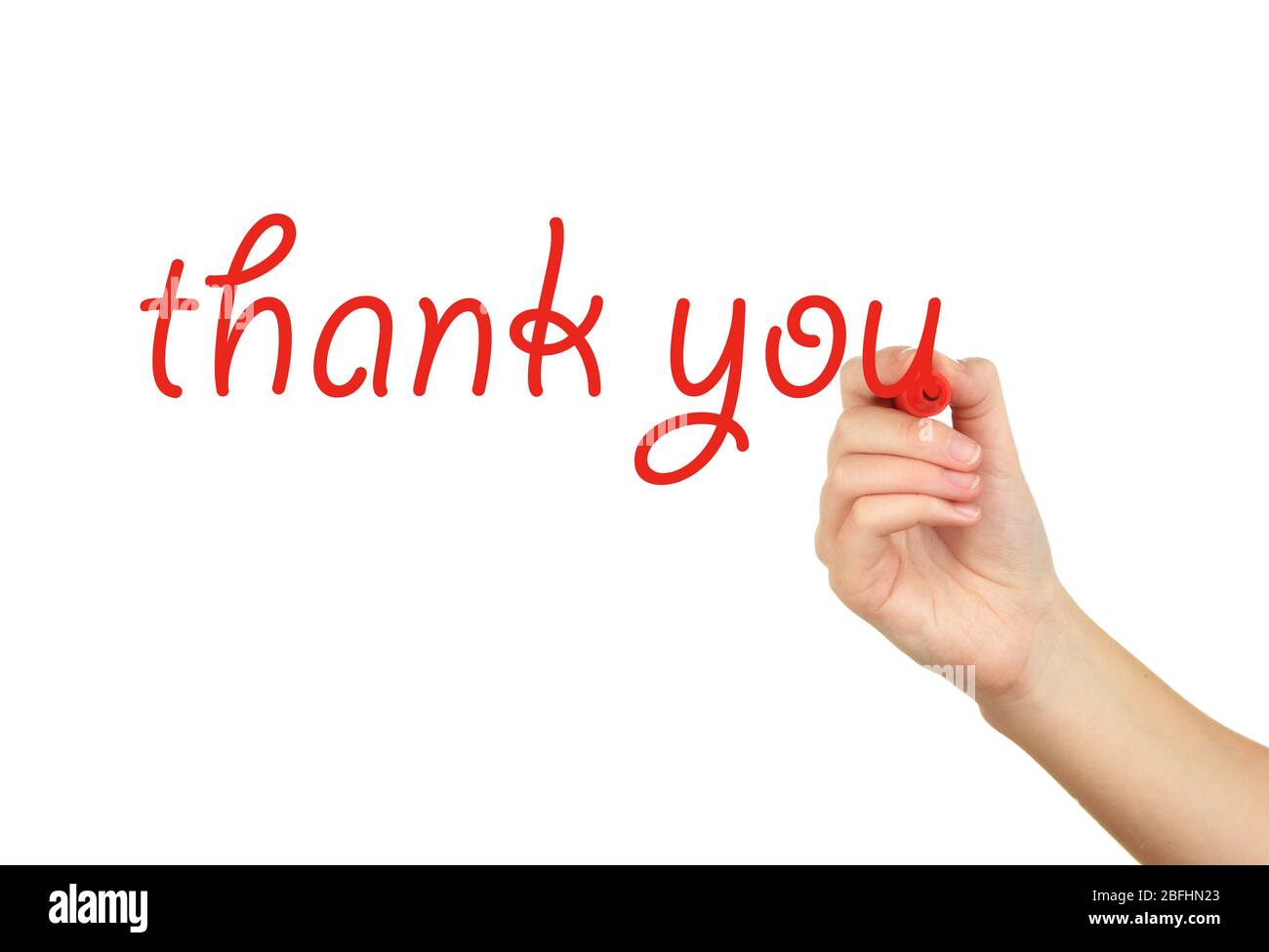 Thank you hand writing on transparent board Stock Photo - Alamy