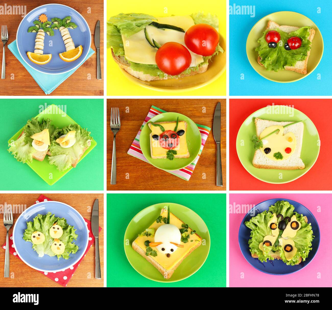 Collage of fun food for kids Stock Photo - Alamy