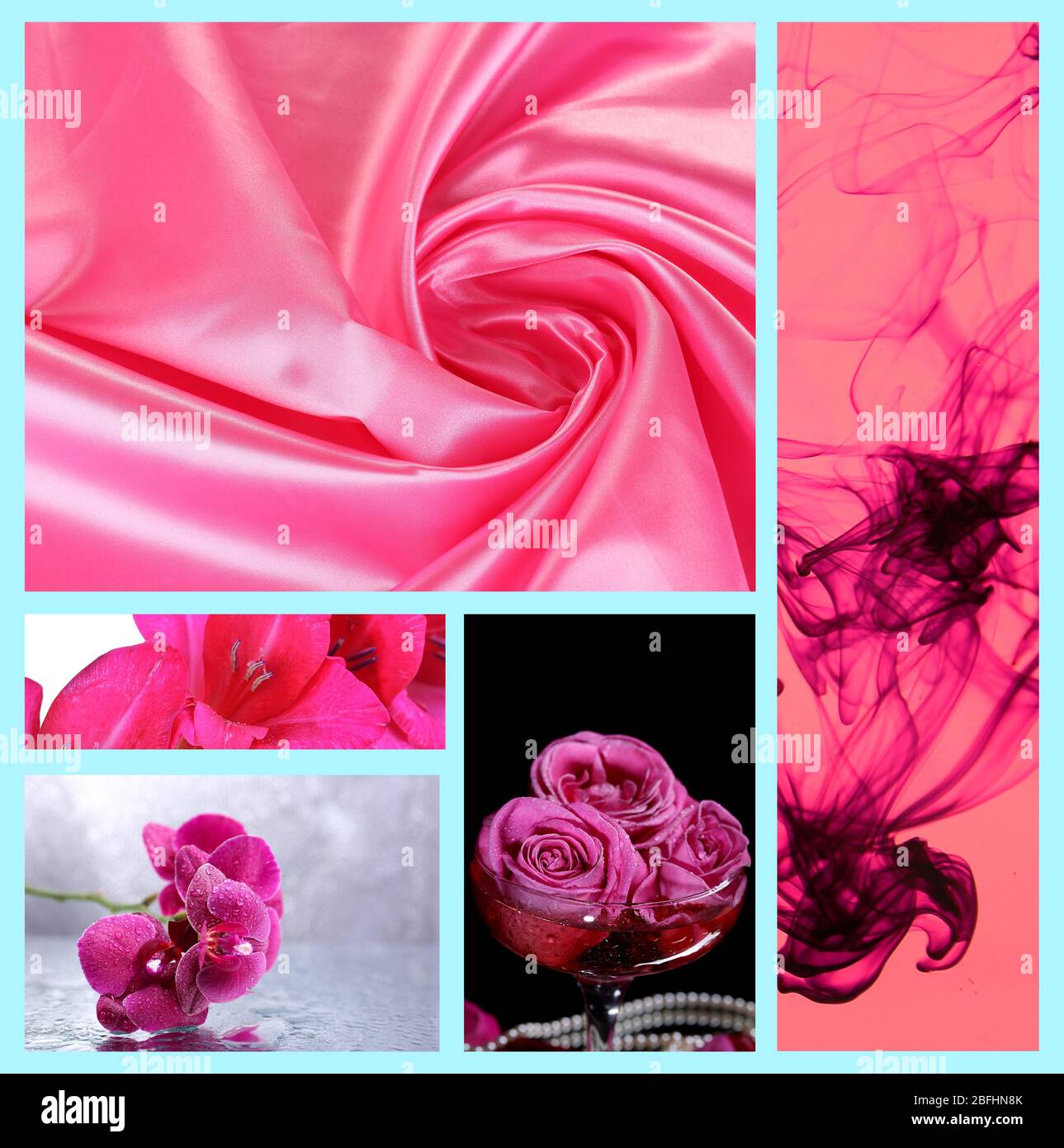 Collage of photos in pink colors Stock Photo - Alamy