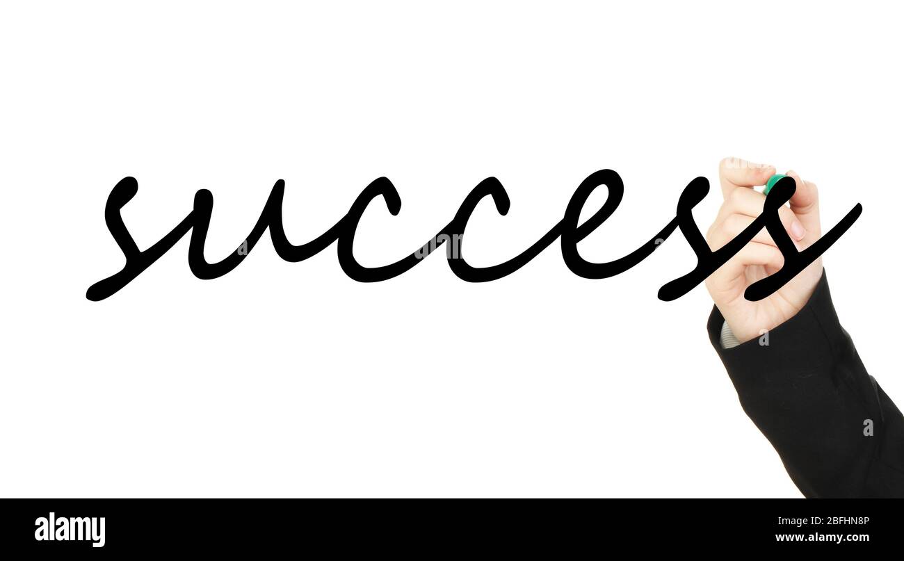 Hand writing word Success on transparent board Stock Photo - Alamy
