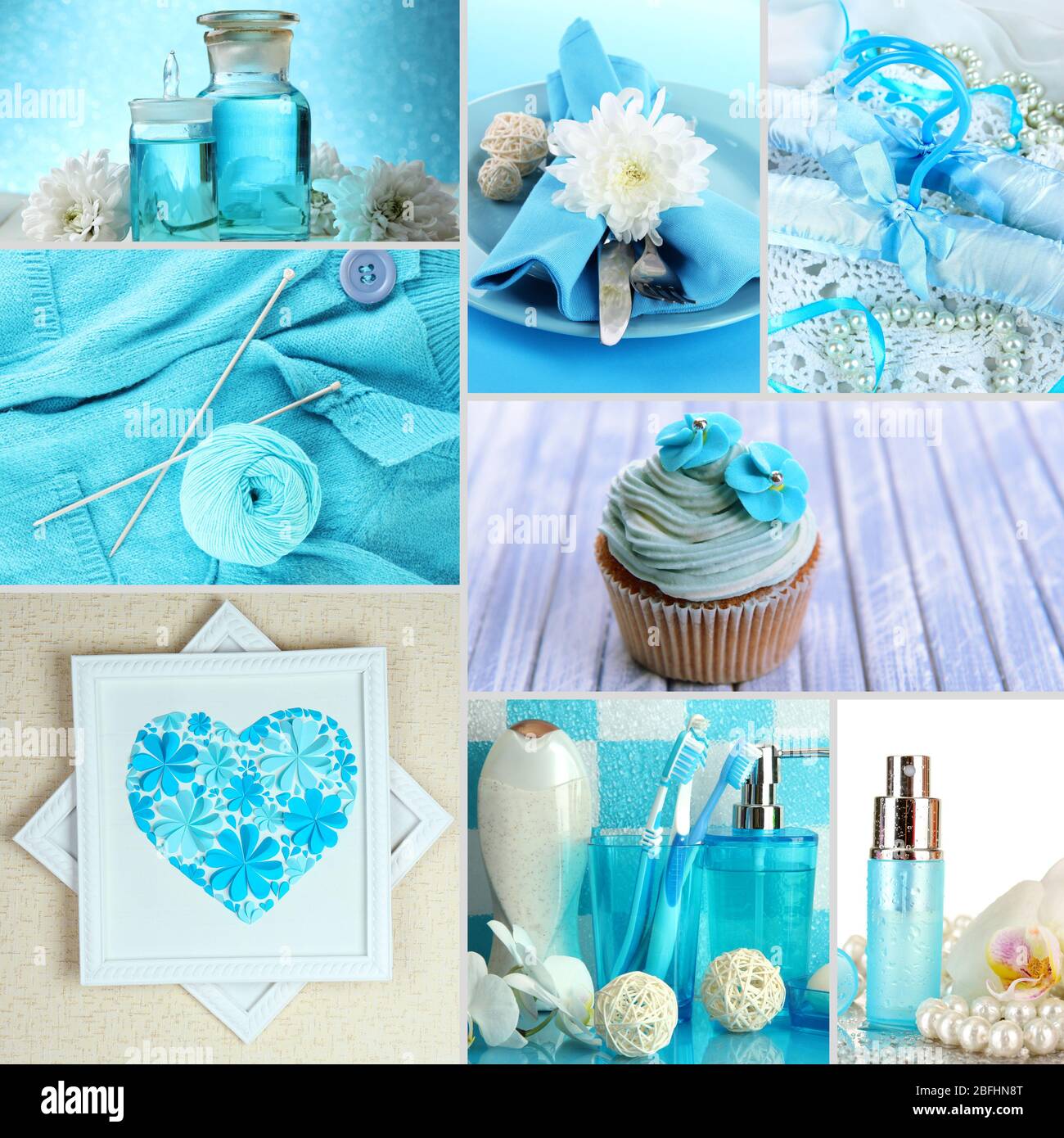 Collage of photos in blue colors Stock Photo - Alamy