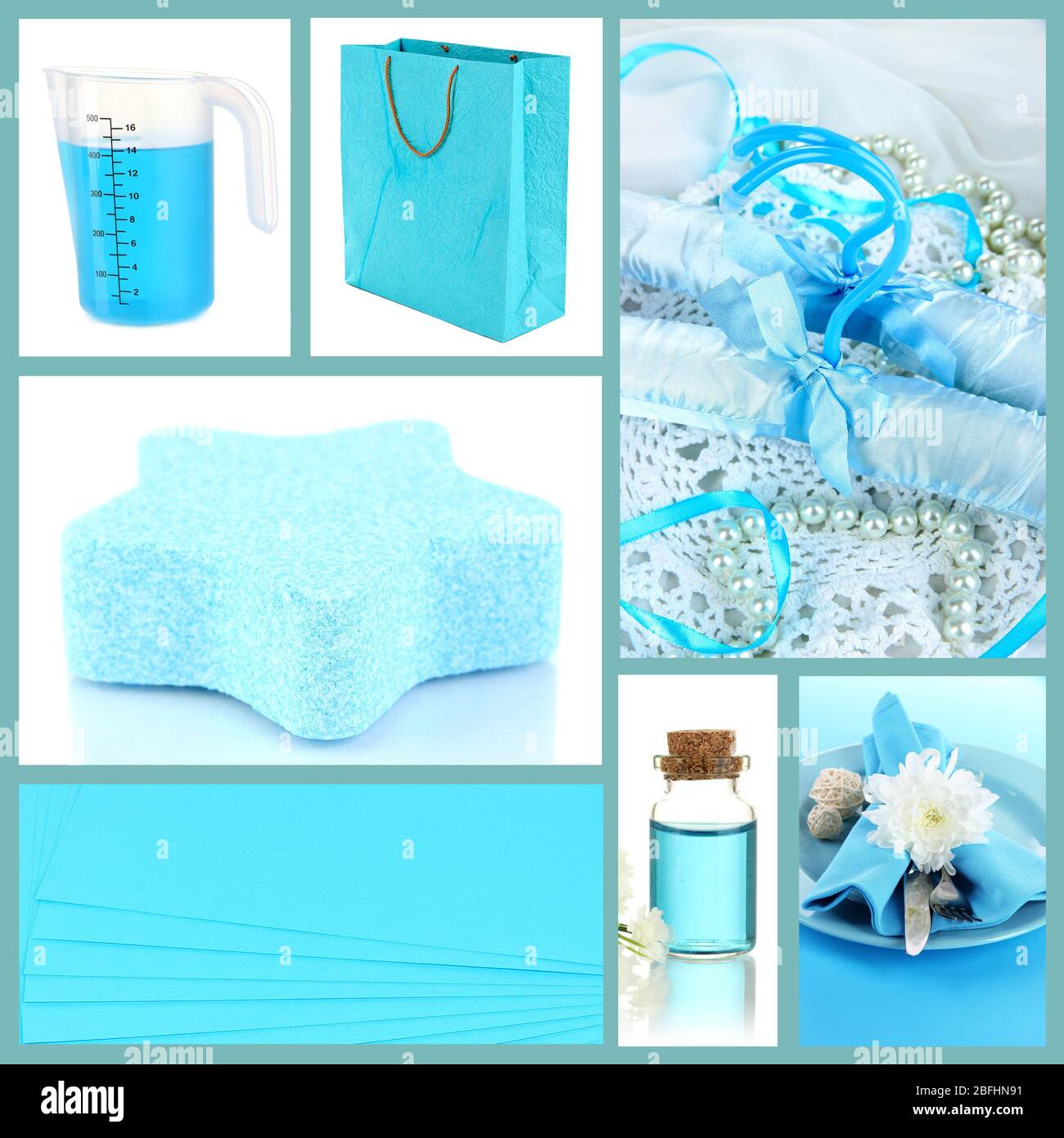 Collage of photos in blue colors Stock Photo - Alamy