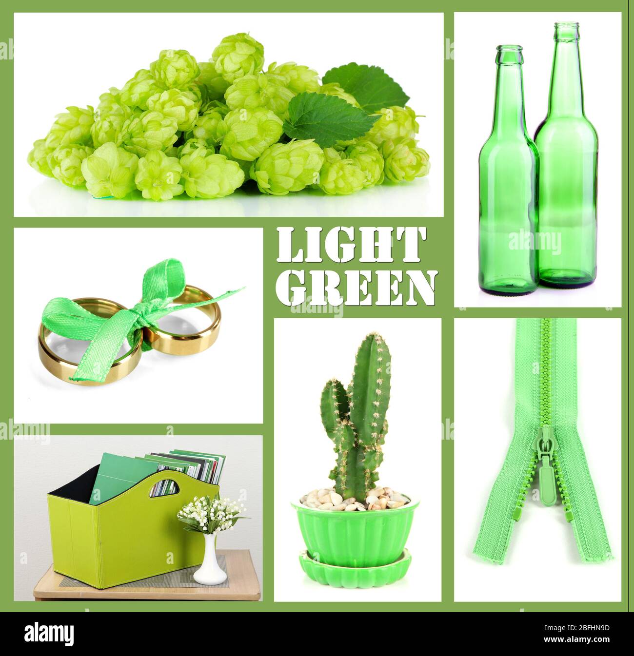 Collage of photos in green color Stock Photo - Alamy