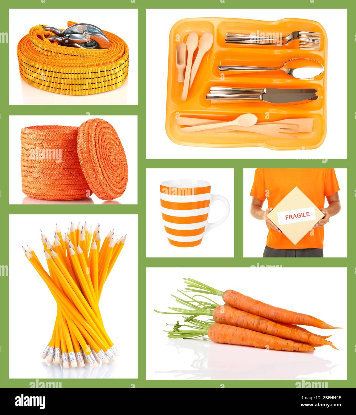 Collage of photos in orange color Stock Photo - Alamy
