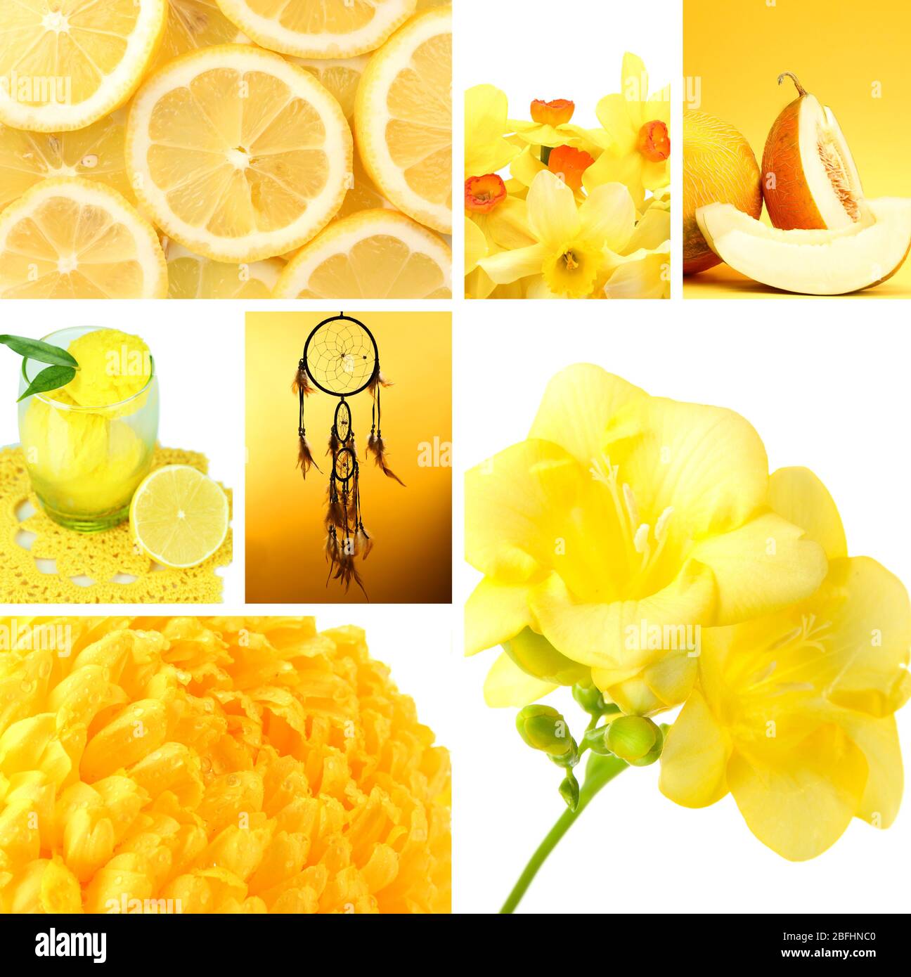 Collage of photos in yellow colors Stock Photo - Alamy