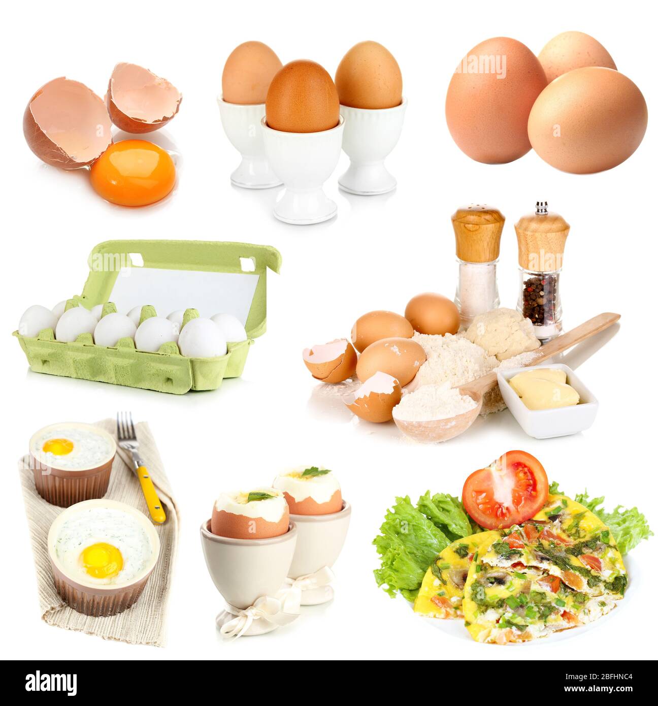 Collage of eggs isolated on white Stock Photo - Alamy