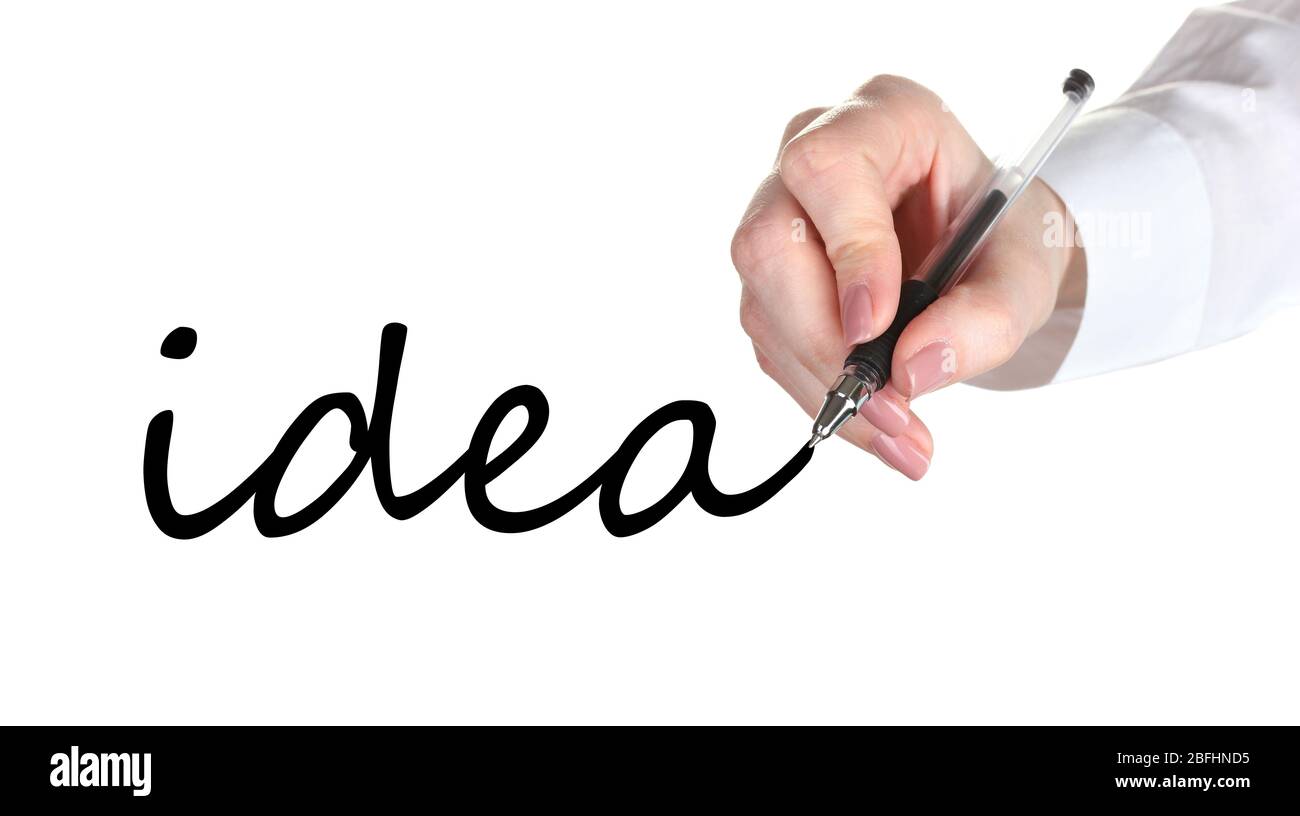 Idea hand writing on transparent board Stock Photo - Alamy