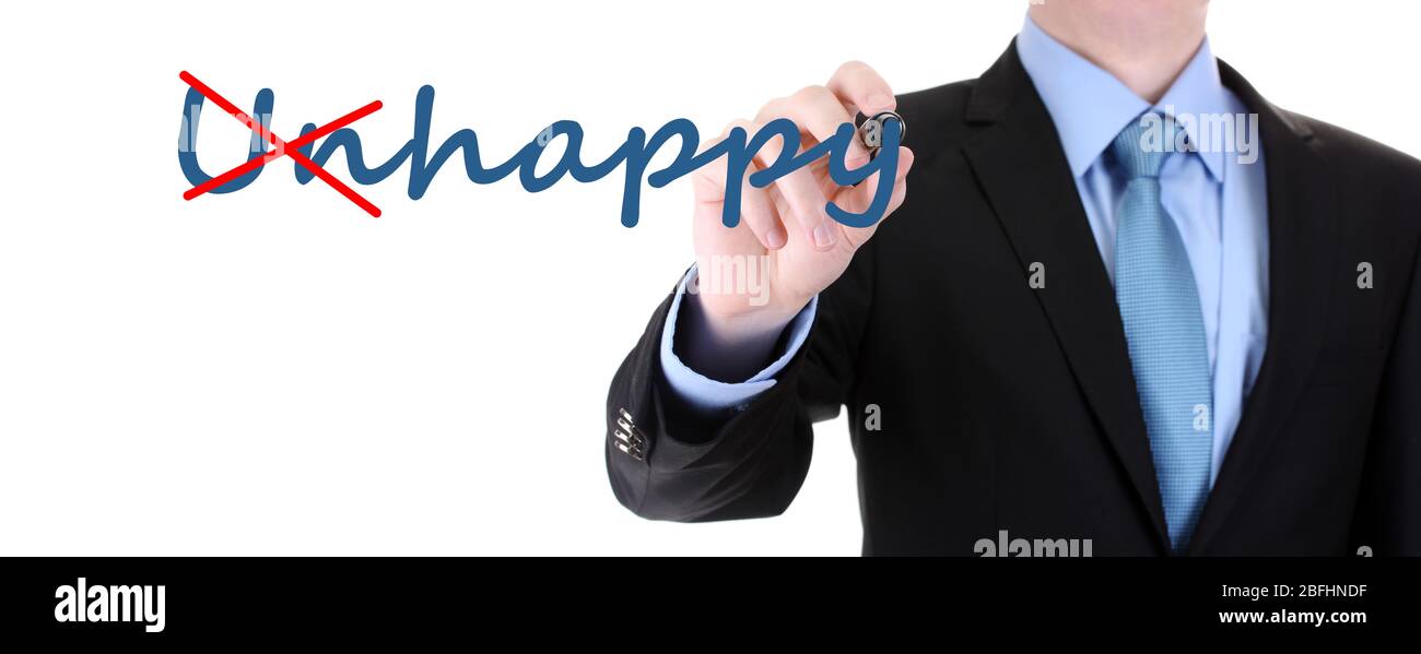 Man hand writing sad happy hi-res stock photography and images - Alamy