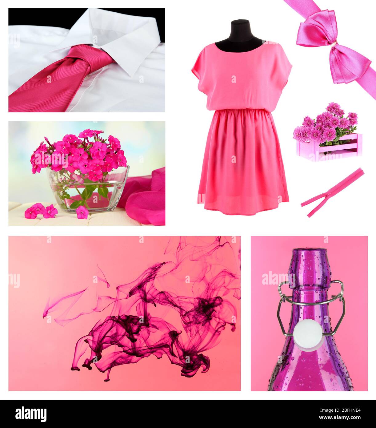 Collage of photos in pink colors Stock Photo - Alamy