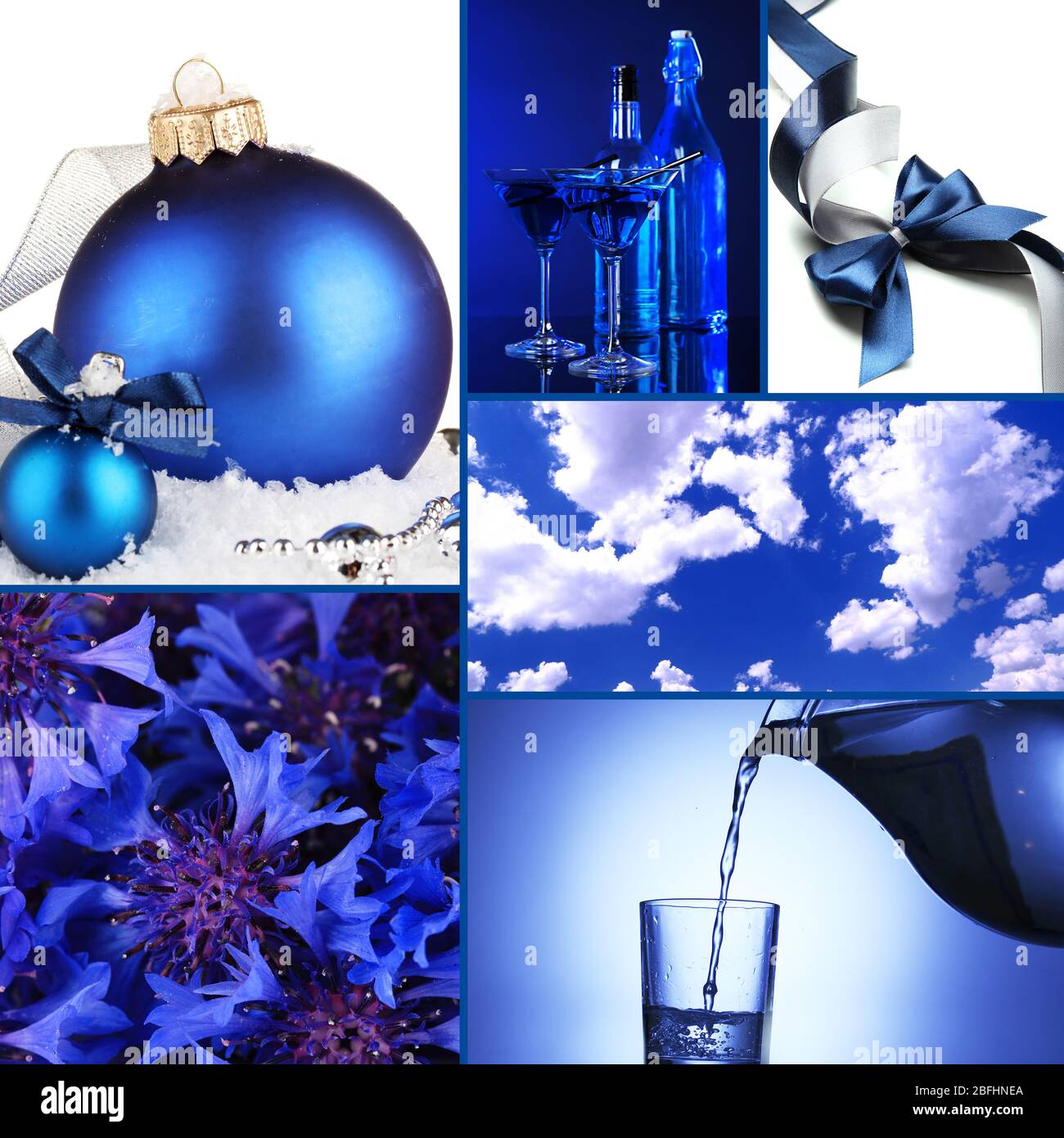 Collage of photos in blue colors Stock Photo - Alamy