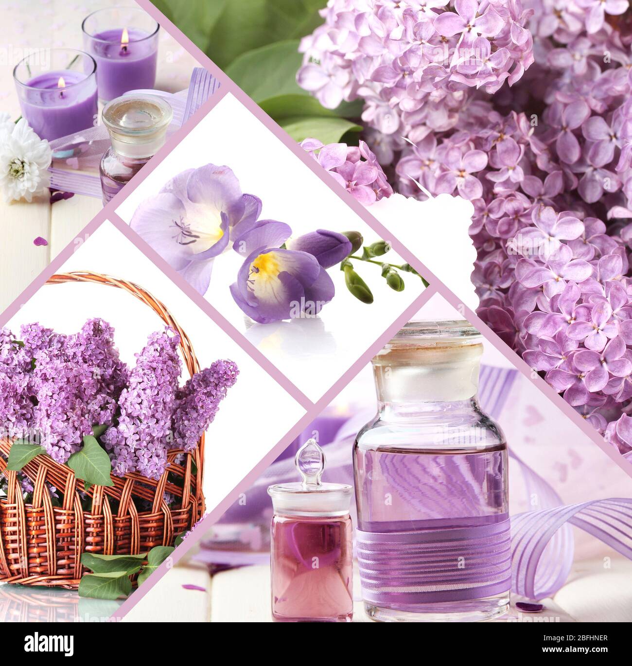 Collage of photos in purple colors Stock Photo - Alamy