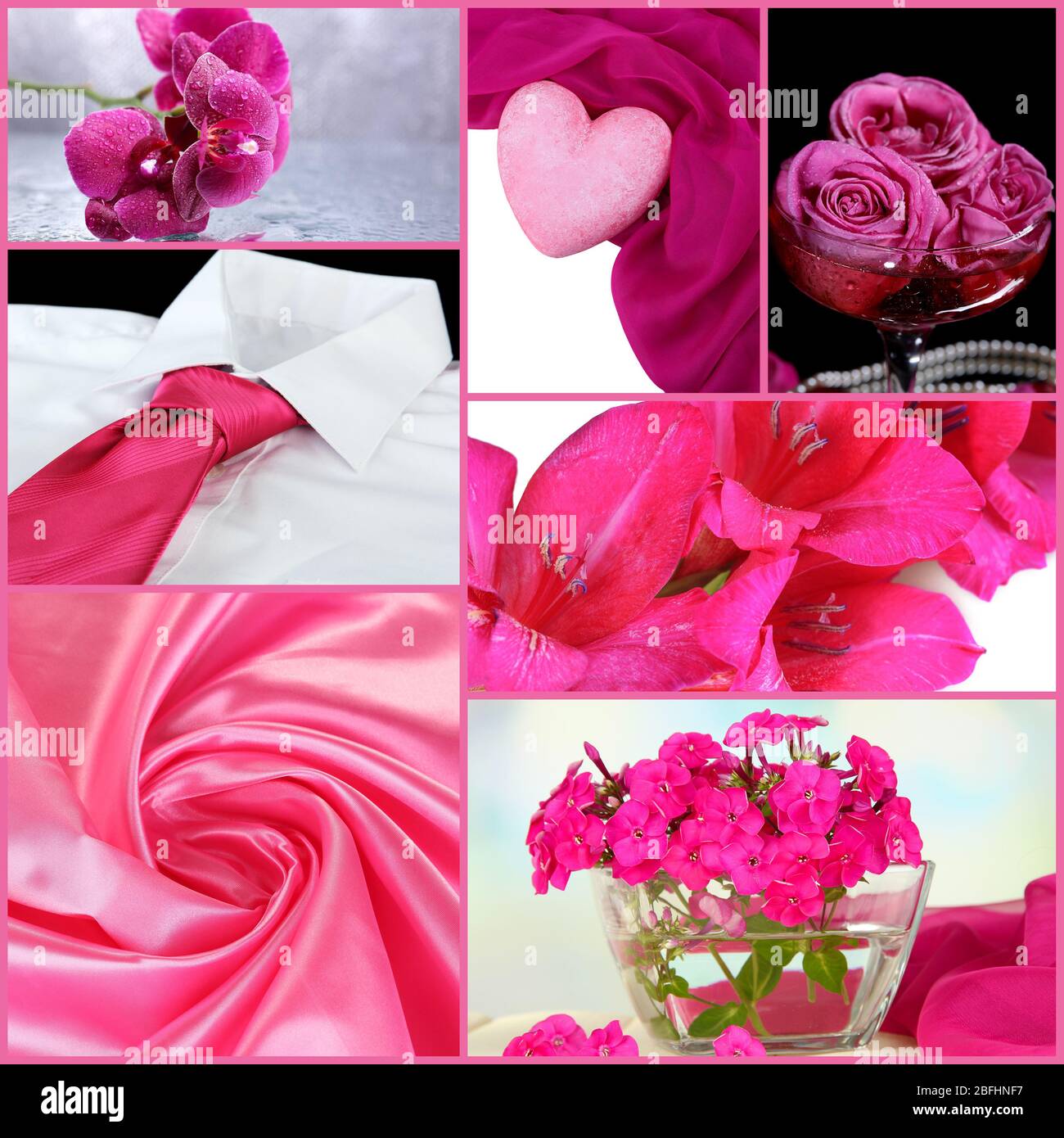 Collage of photos in pink colors Stock Photo - Alamy