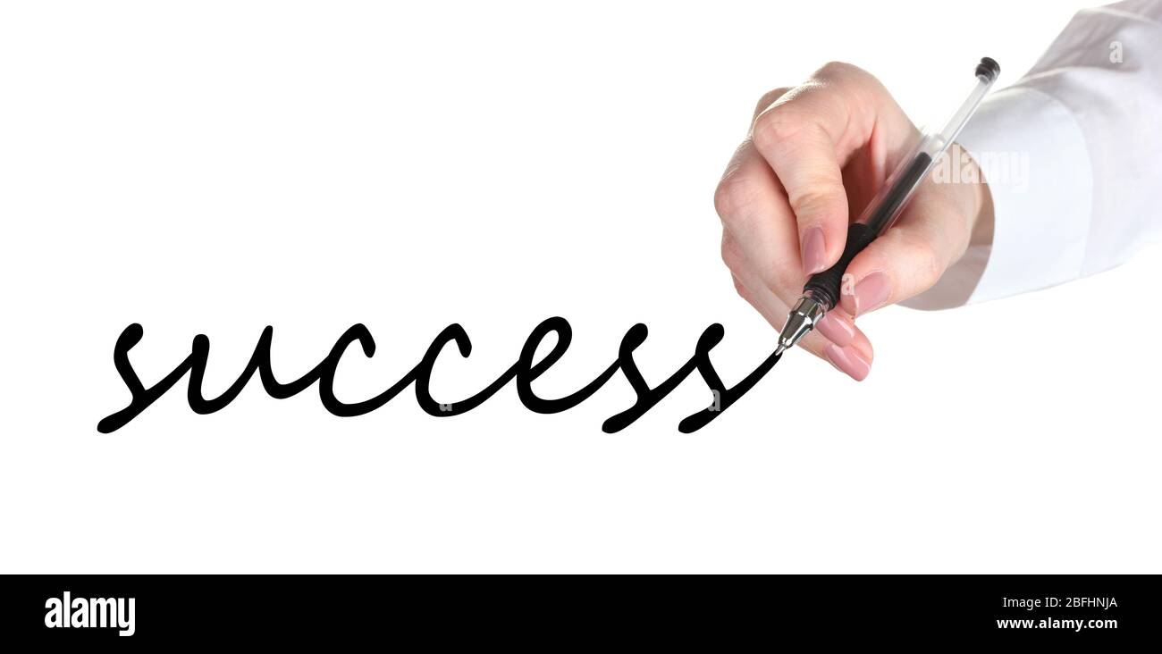 Success hand writing on transparent board Stock Photo - Alamy