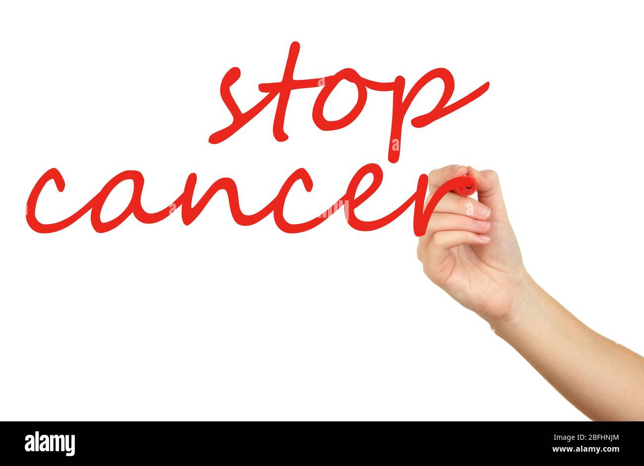 Stop Cancer hand writing on transparent board Stock Photo - Alamy