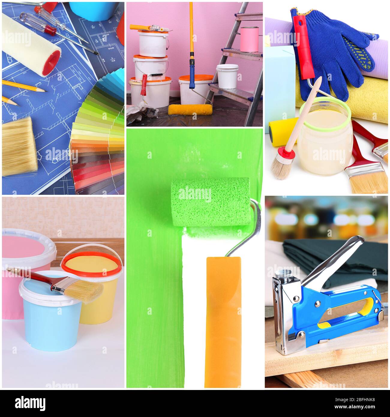 Collage of materials for repair Stock Photo - Alamy