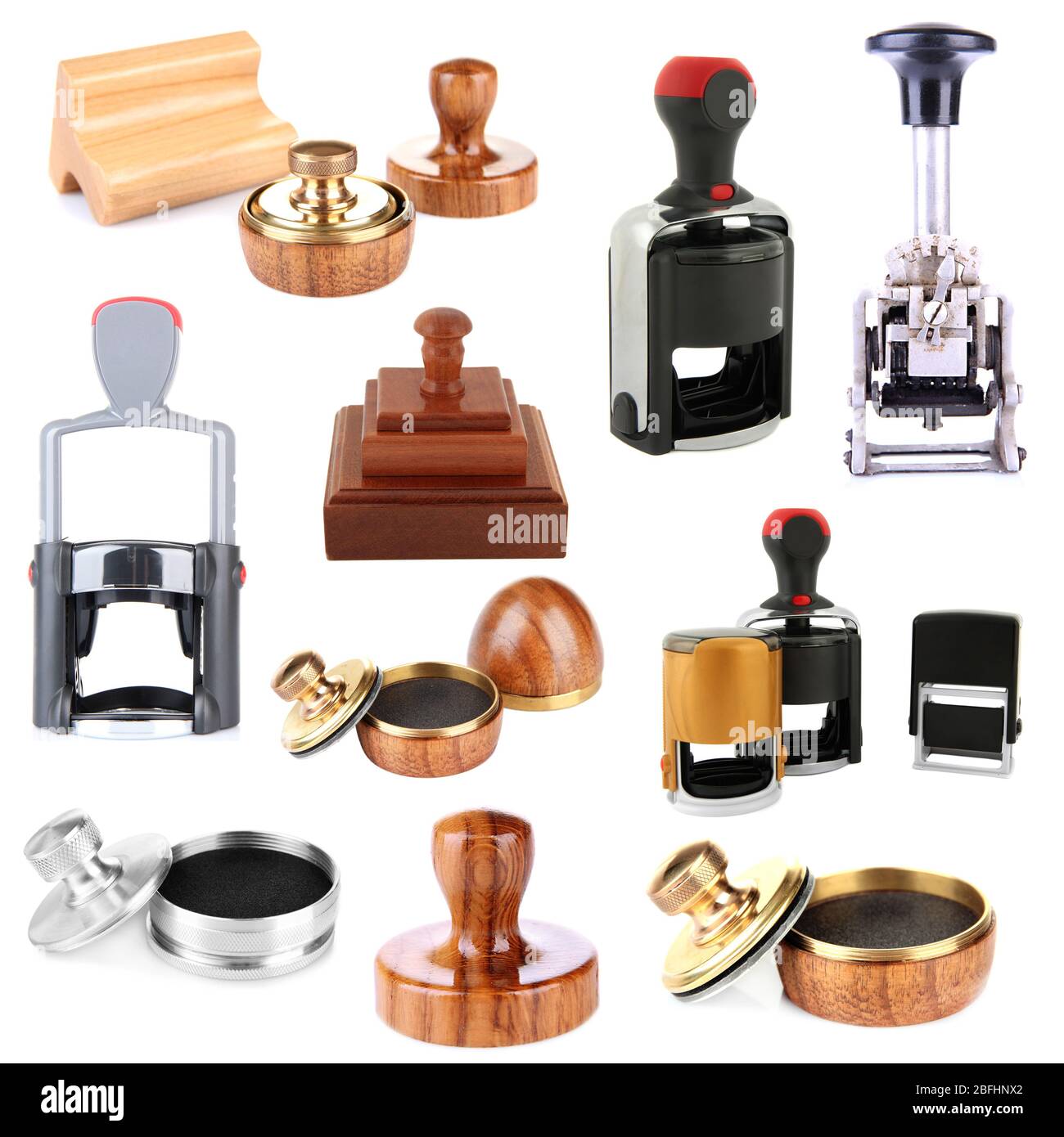 Collage of different stamps isolated on white Stock Photo - Alamy