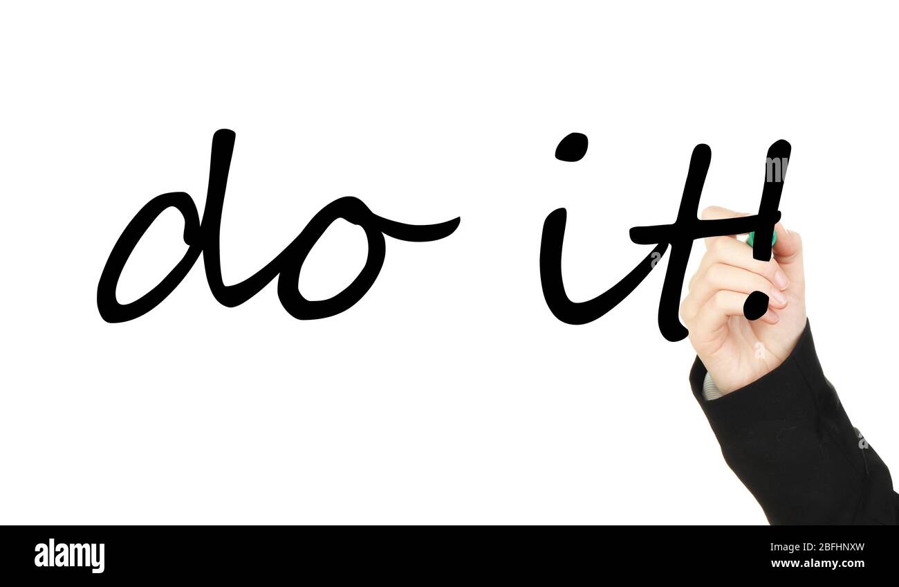 Hand writing Do it on transparent board Stock Photo - Alamy