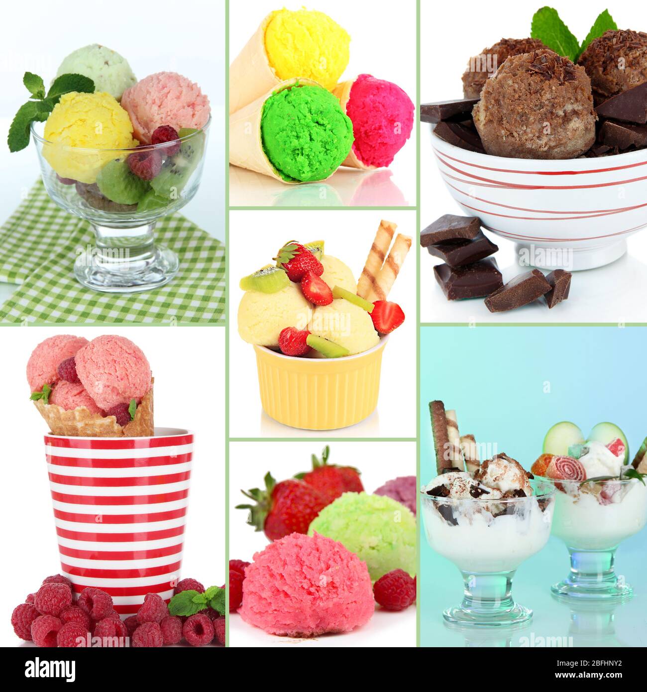 Collage of different sorts ice-cream Stock Photo - Alamy