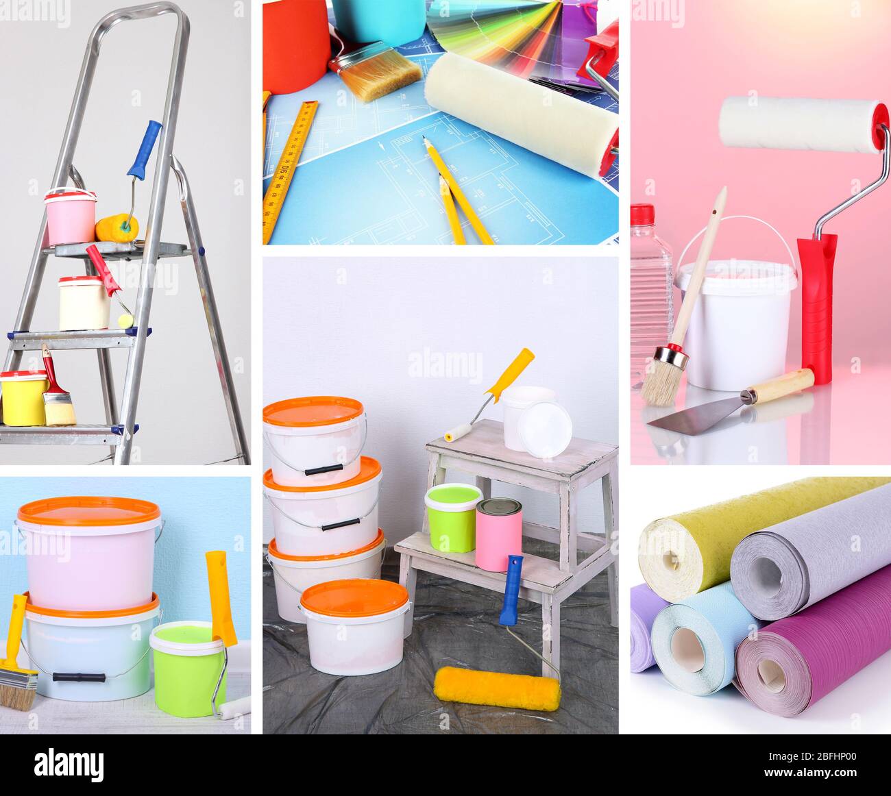 Collage of materials for repair Stock Photo - Alamy