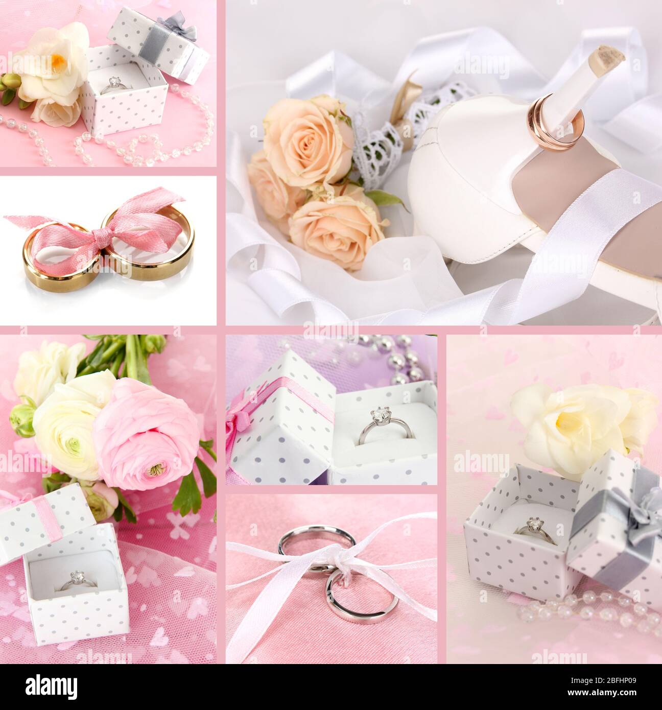 Collage of wedding rings Stock Photo - Alamy