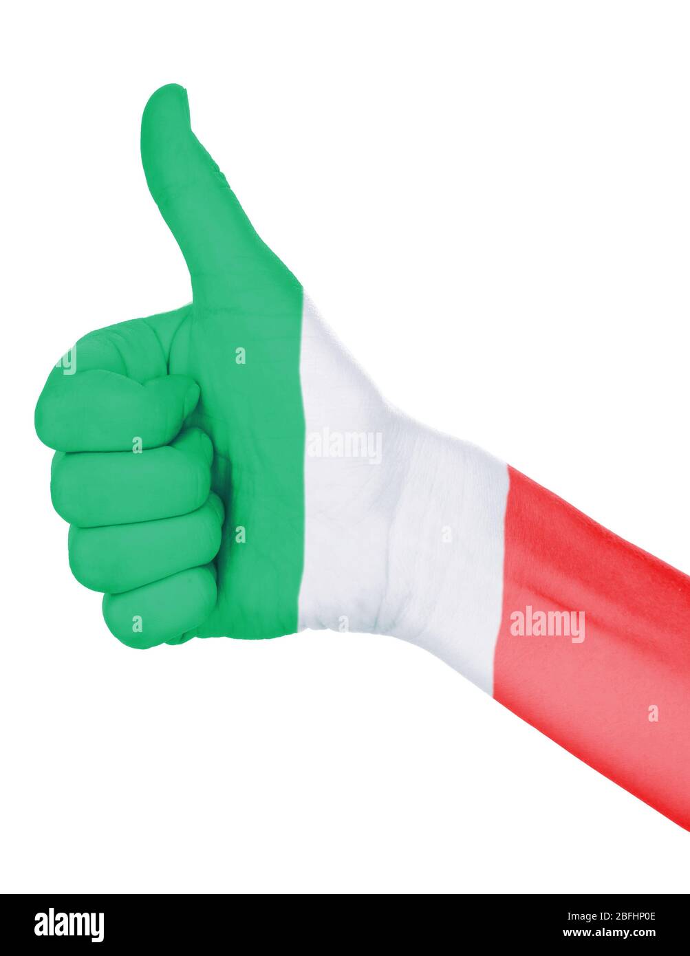 Flag of Italy painted on hand Stock Photo - Alamy