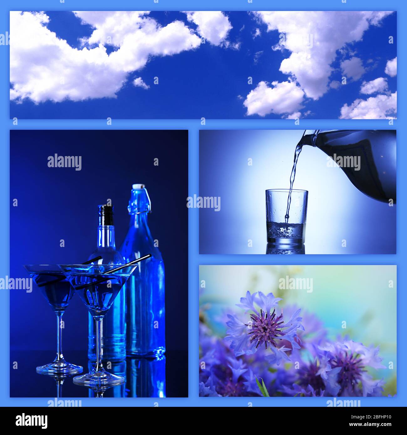Collage of photos in blue colors Stock Photo - Alamy