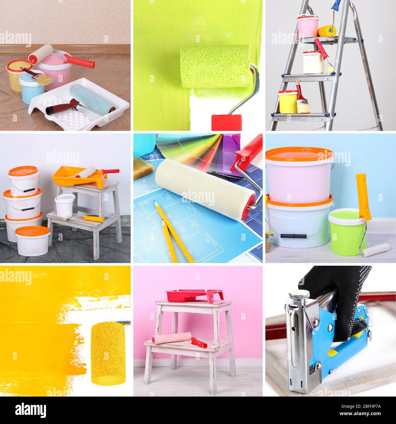 Collage of materials for repair Stock Photo - Alamy