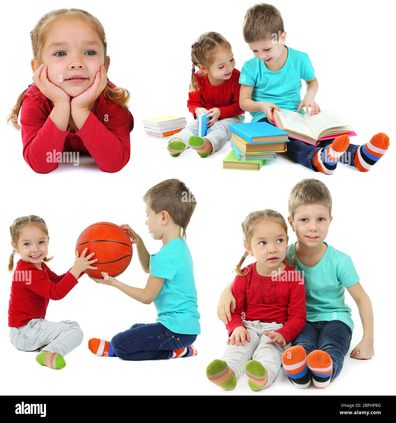Collage of cute children isolated on white Stock Photo - Alamy