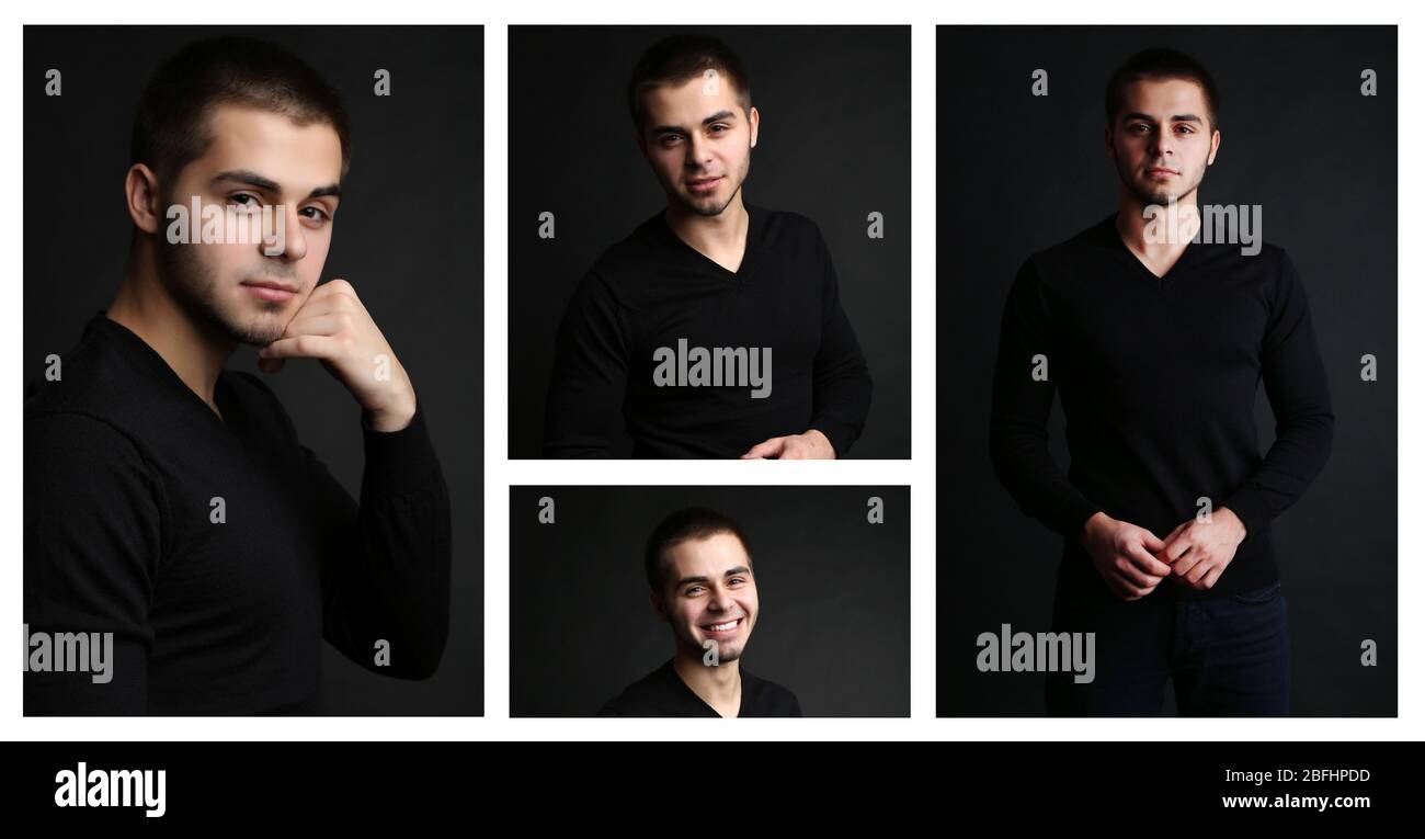 Snapshot of model. Handsome man on black background Stock Photo - Alamy