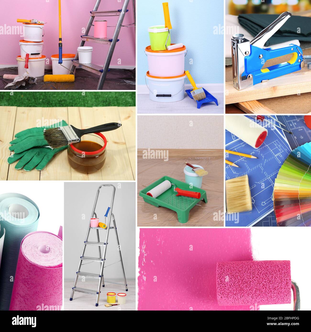 Collage of materials for repair Stock Photo - Alamy