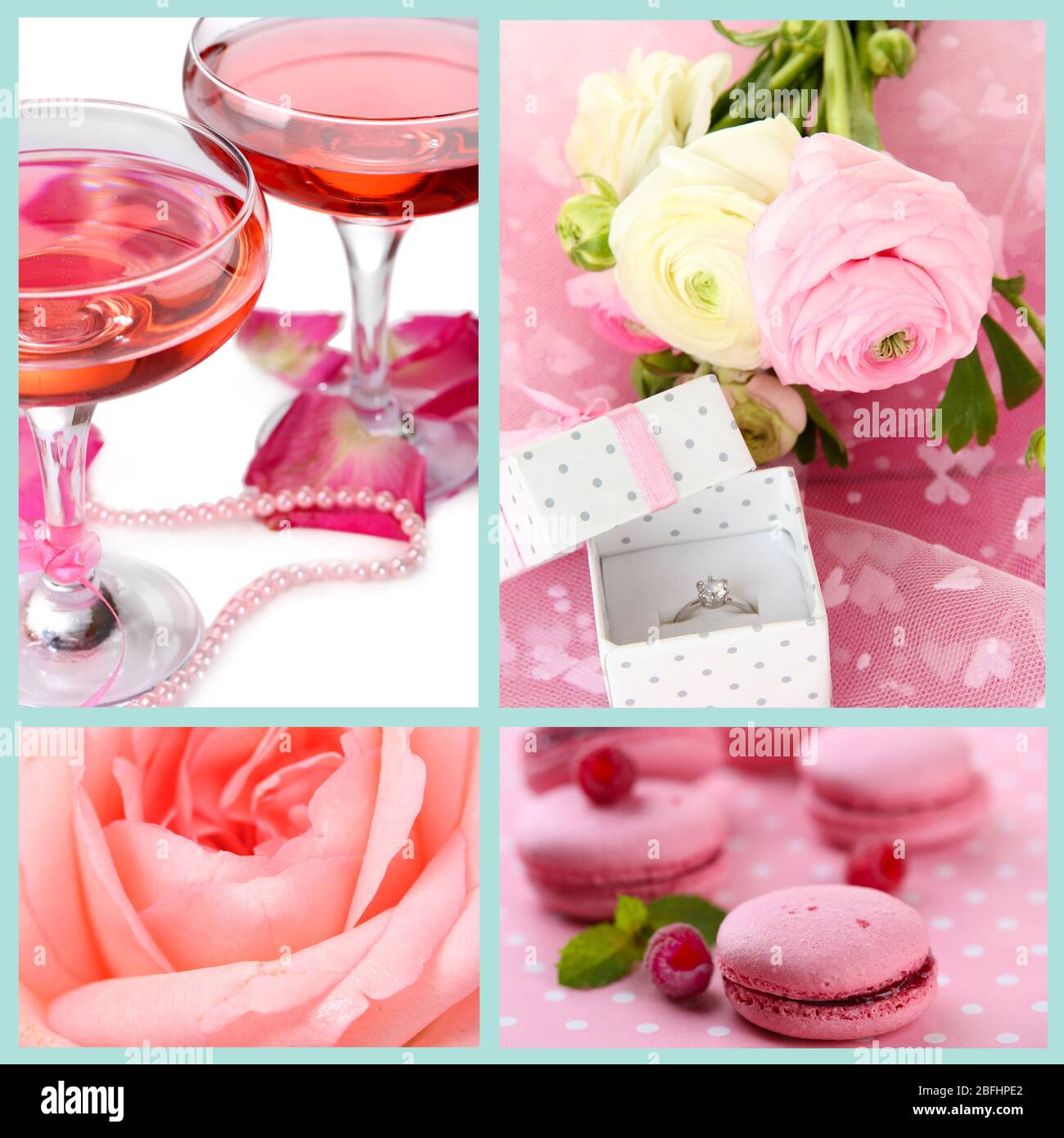 Collage of photos in pink colors Stock Photo - Alamy
