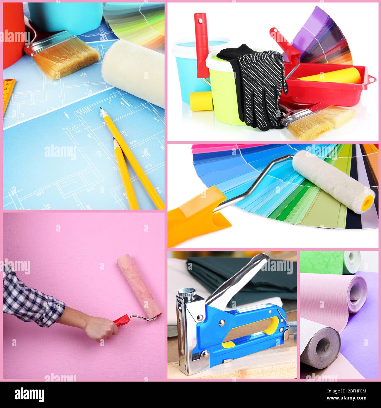 Collage of materials for repair Stock Photo - Alamy