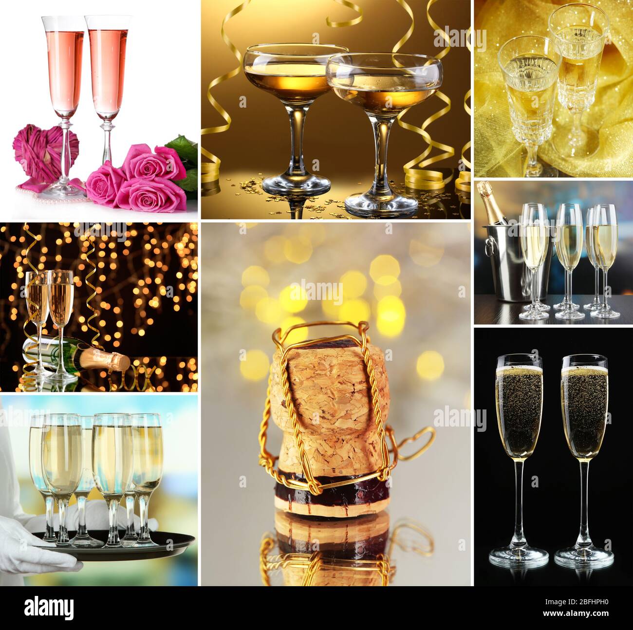 Collage sparkling champagne glass hi-res stock photography and images ...