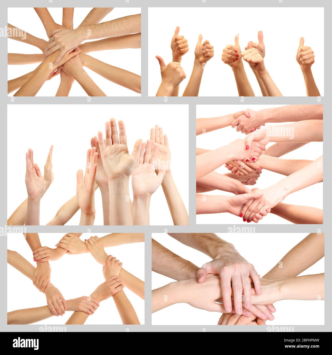 Collage of young people's hands Stock Photo - Alamy